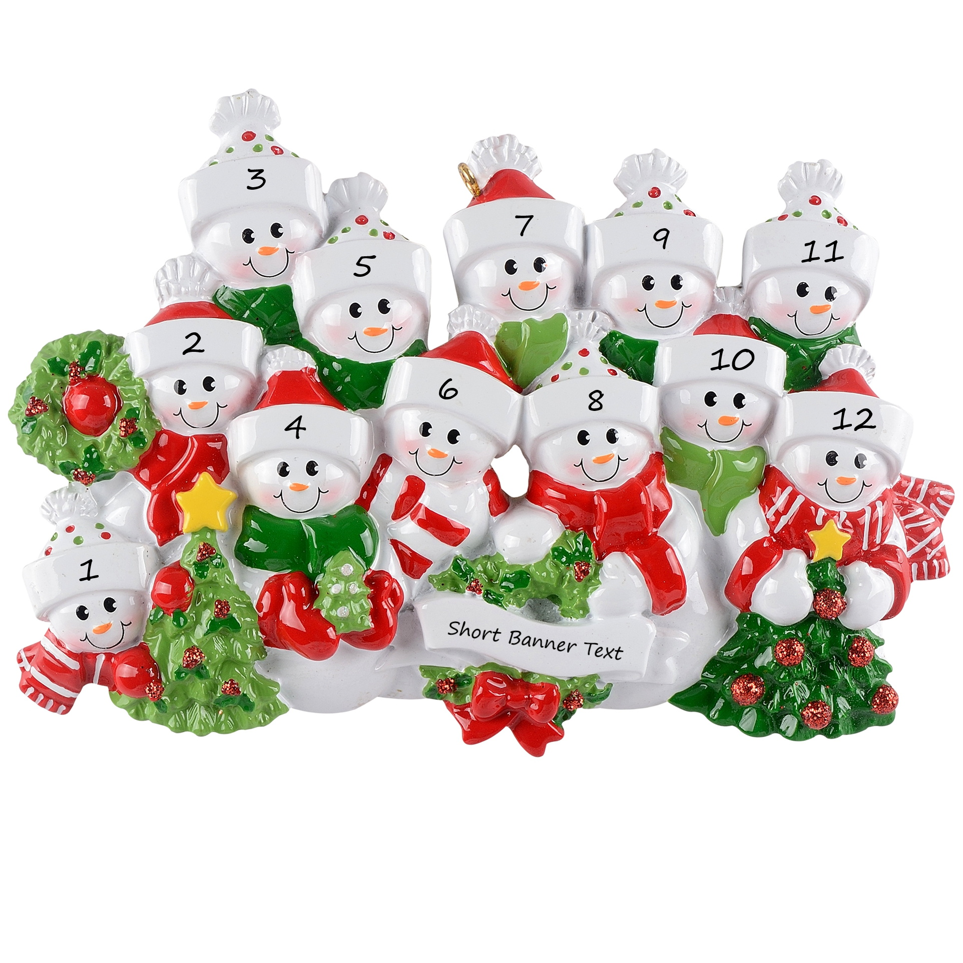 Snow Family Of 12 Personalised Christmas Ornament – The Ornament Shop ...
